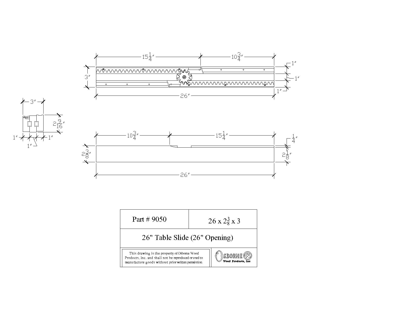 Osborne Wood | Fixed Frame Table Slides (Equalizer) CAD Drawings