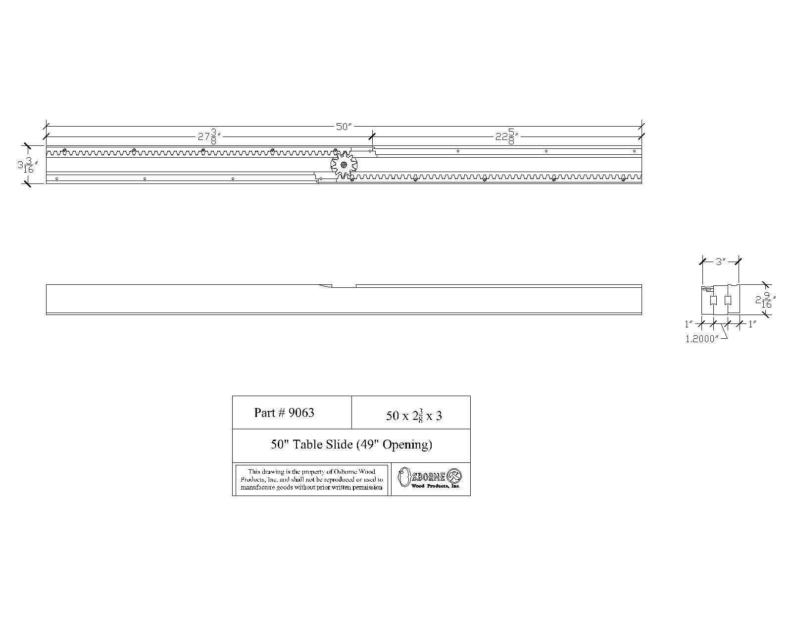 Osborne Wood | 50" Standard Equalizing Table Slide (49" Opening)