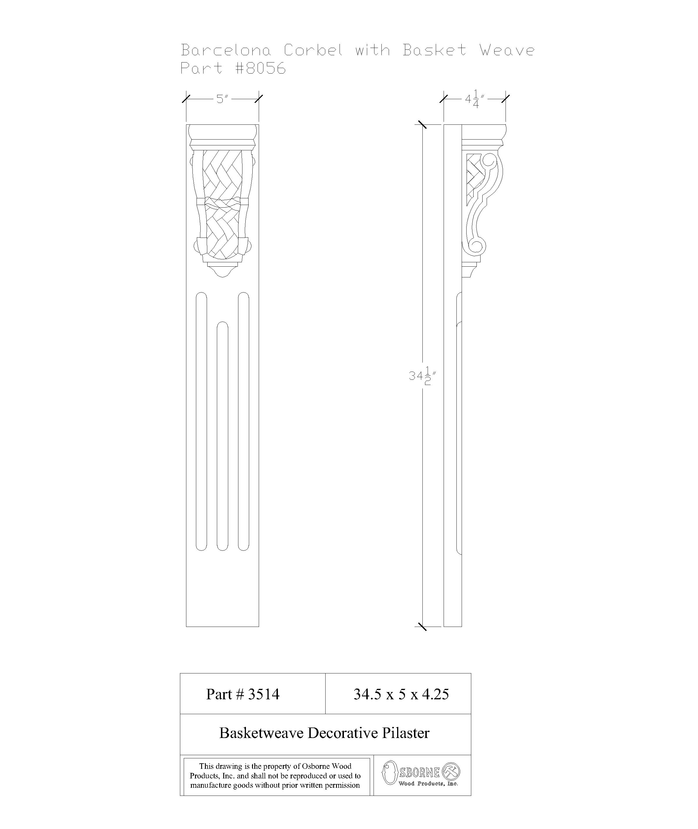 Osborne Wood | Pilasters for Cabinetry CAD Drawings