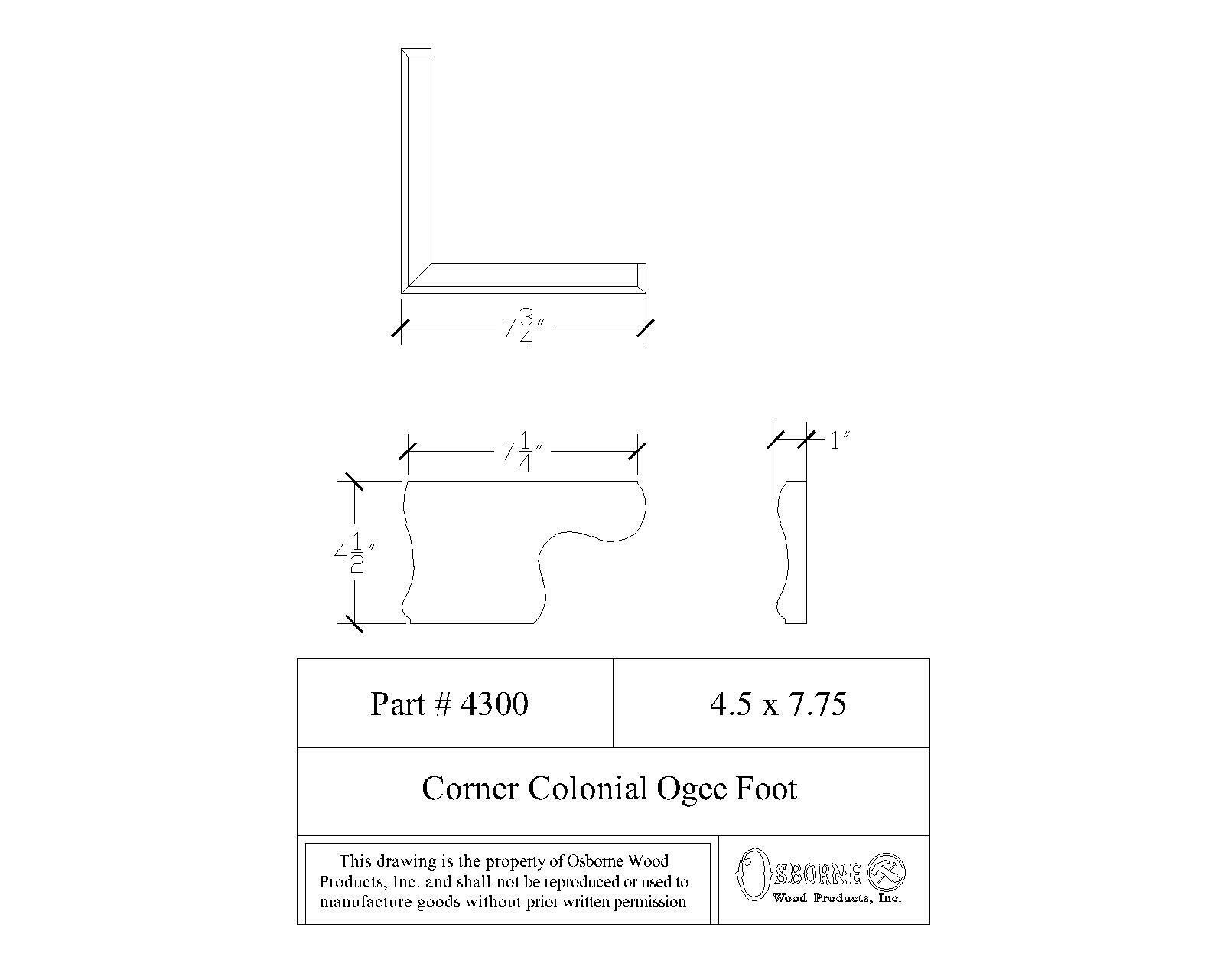 Osborne Wood | Corner Colonial Ogee Foot