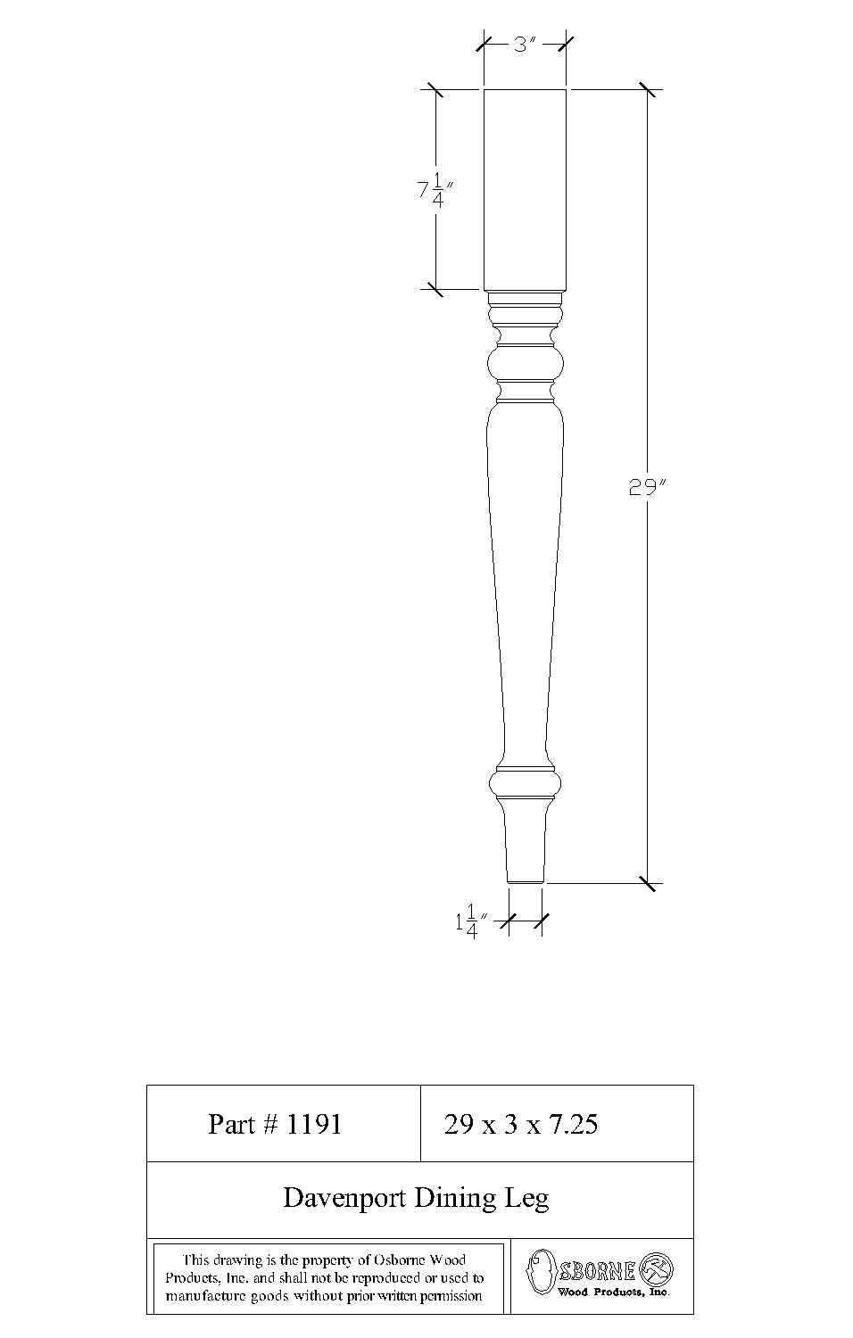 Osborne Wood | Dining & Desk Table Legs CAD Drawings