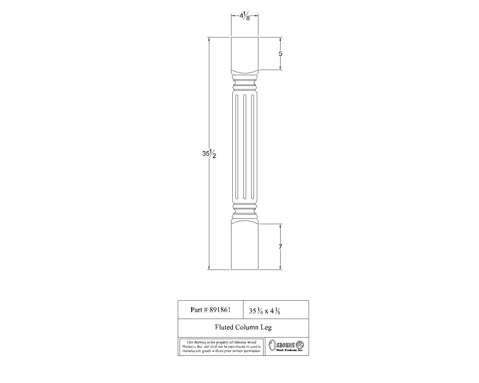 Osborne Wood | Fluted Full Round Column Leg