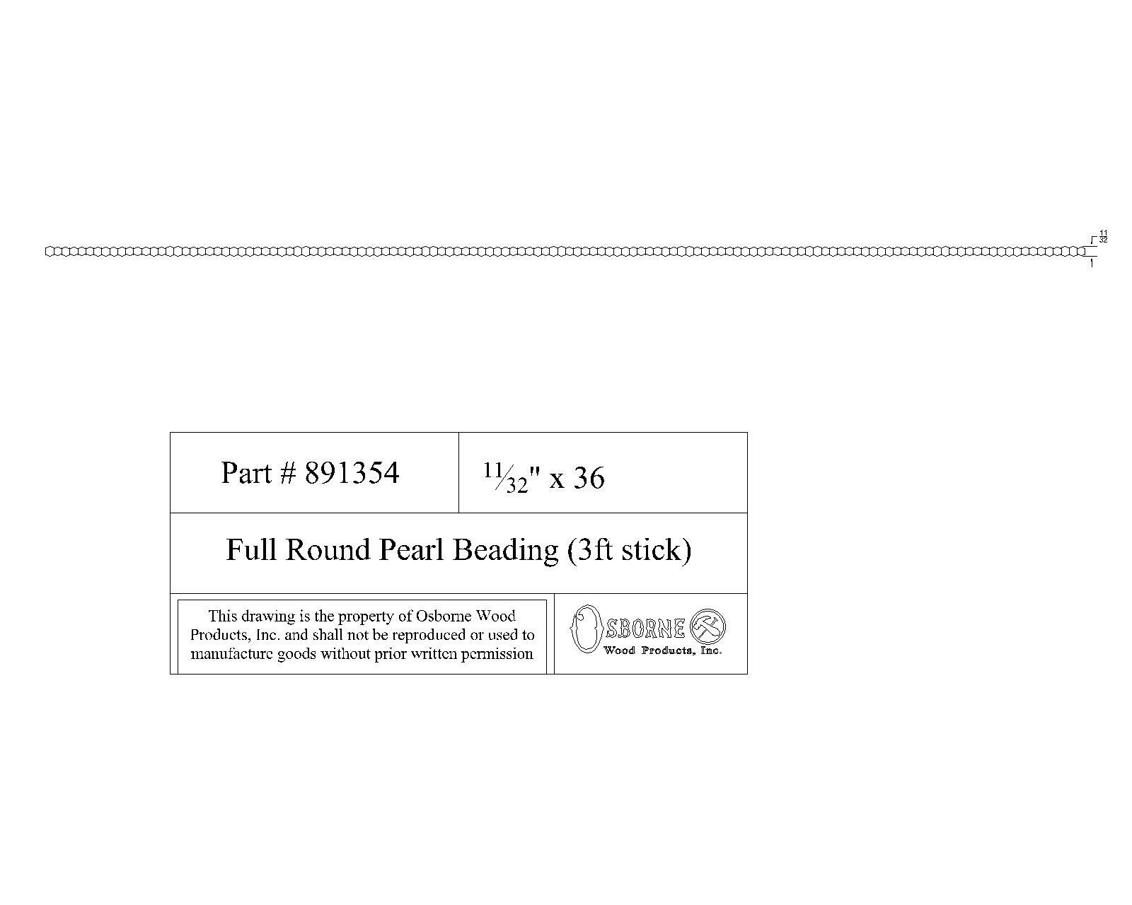 Osborne Wood | Full Round Pearl Beading - 8 ft. Stick