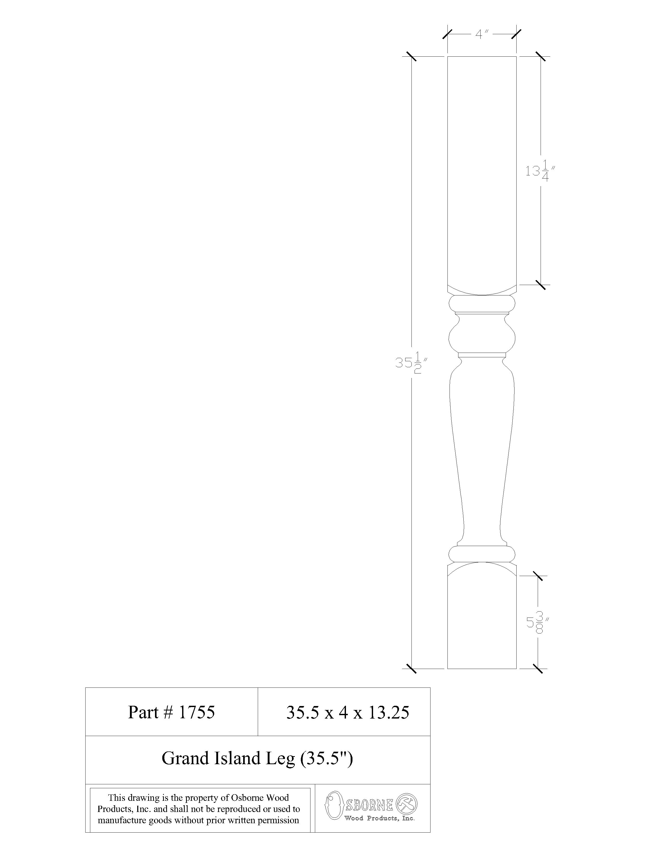 Osborne Wood | Traditional Island and Table Legs CAD Drawings