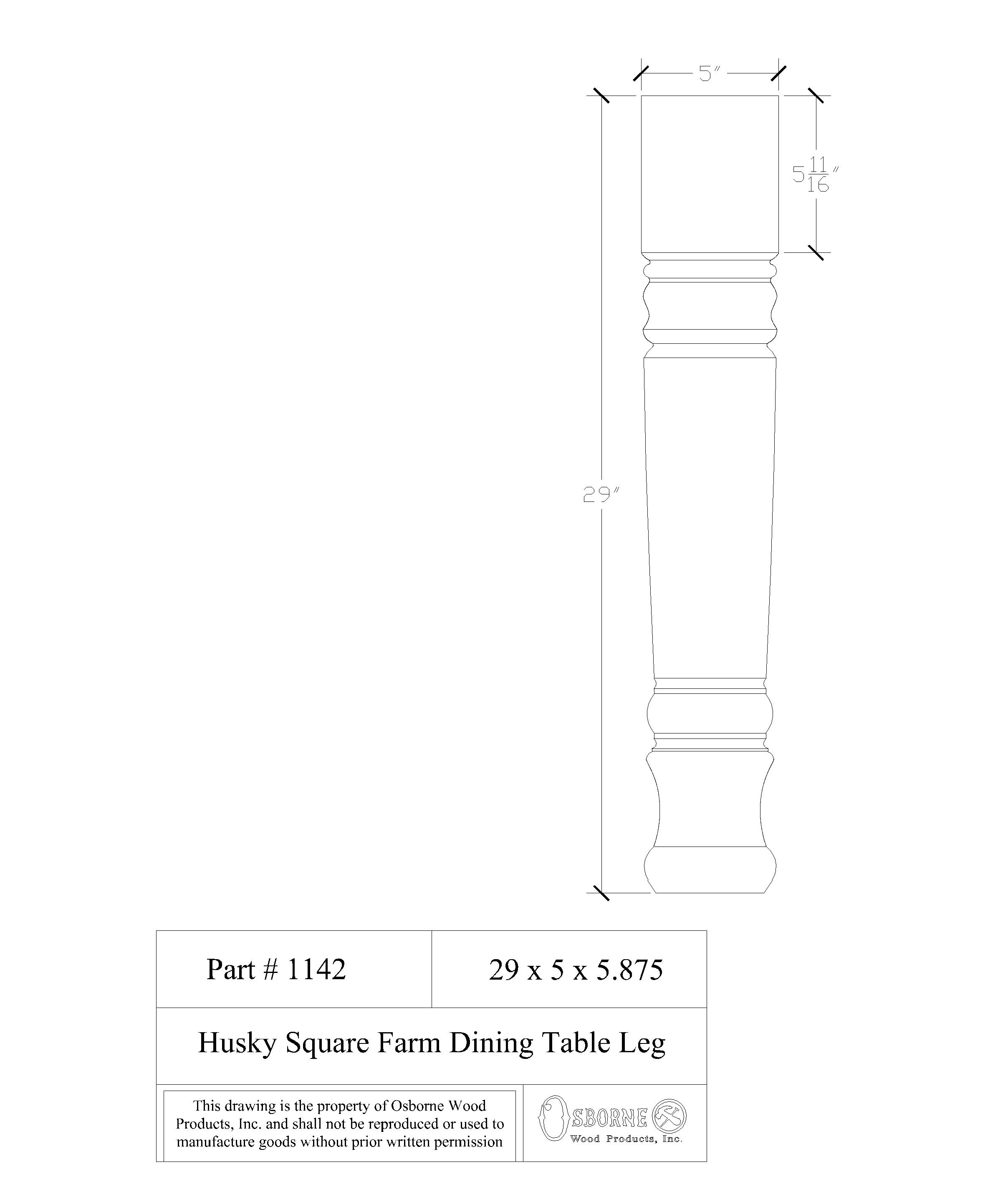 Osborne Wood | Husky Square Farm Dining Table Leg